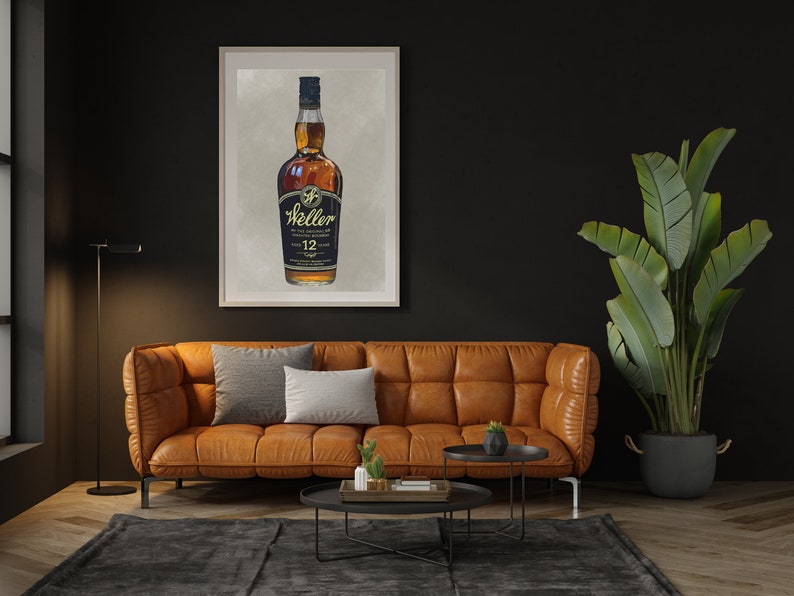 Weller 12 Year Bourbon Bottle Poster | Kentucky Bourbon Whiskey Art ...