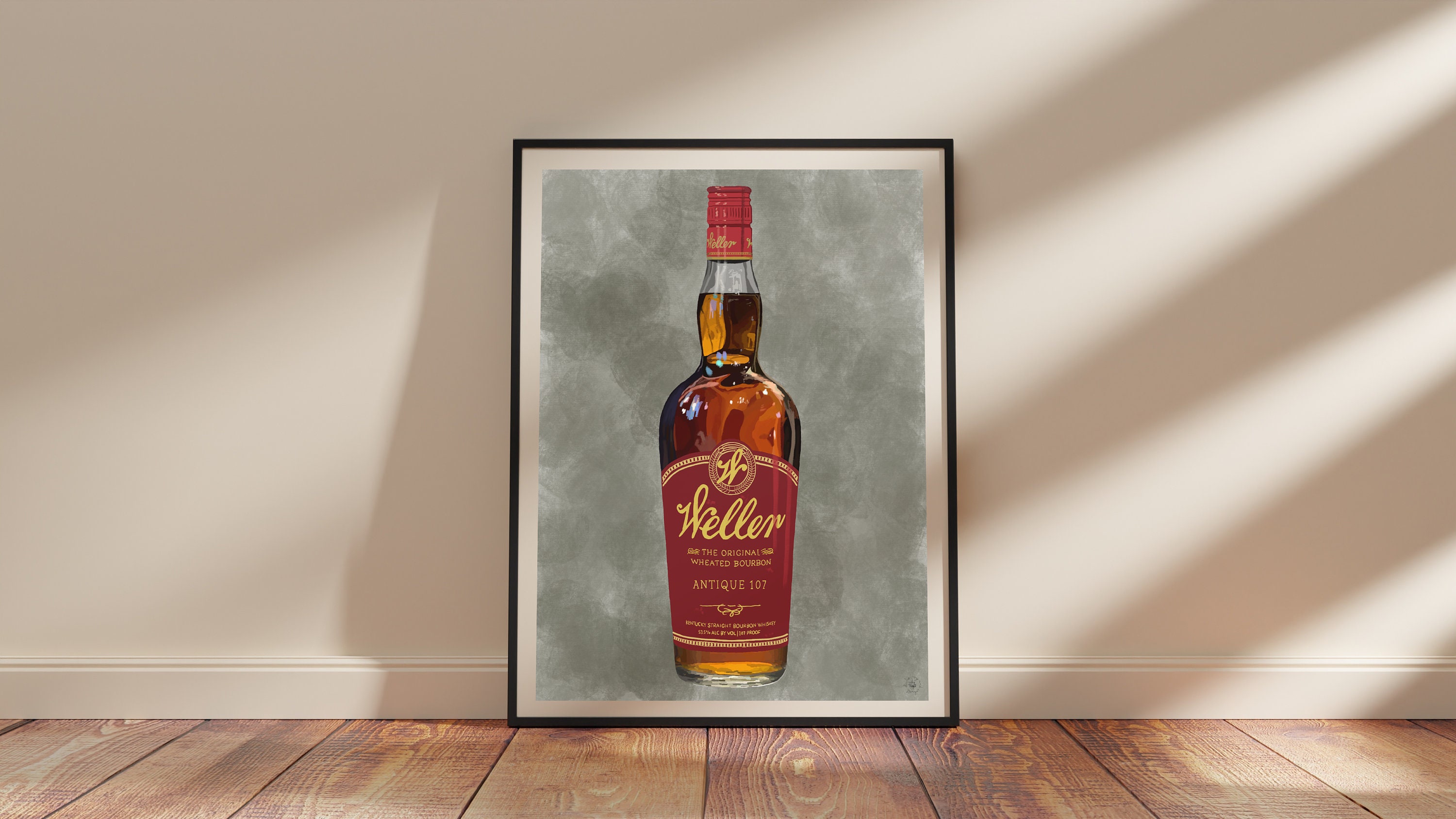 Weller Antique 107 Bourbon Bottle Poster | Kentucky Bourbon Whiskey Art ...