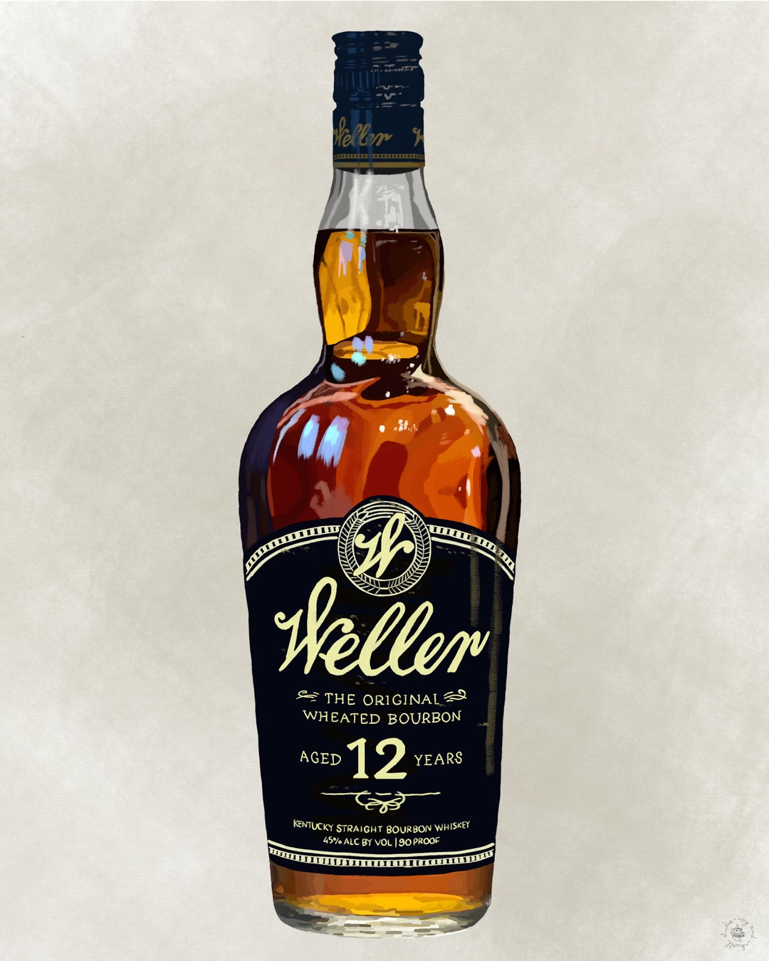 Weller 12 Year Bourbon Bottle Poster | Kentucky Bourbon Whiskey Art ...