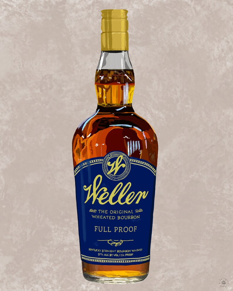 Weller Full Proof Bourbon Bottle Poster | Kentucky Bourbon Whiskey Art ...