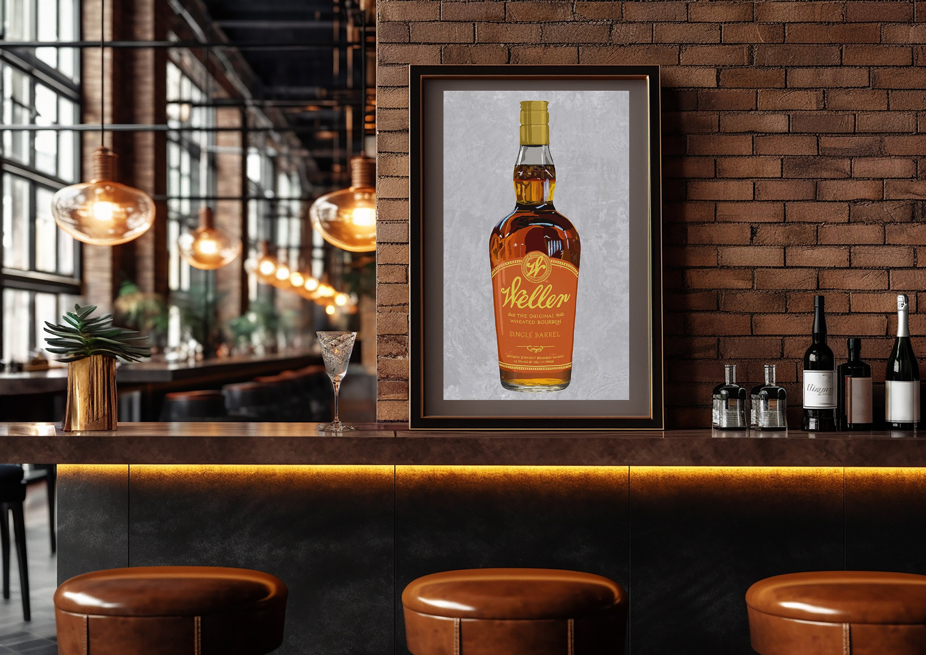Weller Single Barrel Bourbon Bottle Poster | Kentucky Bourbon Whiskey ...