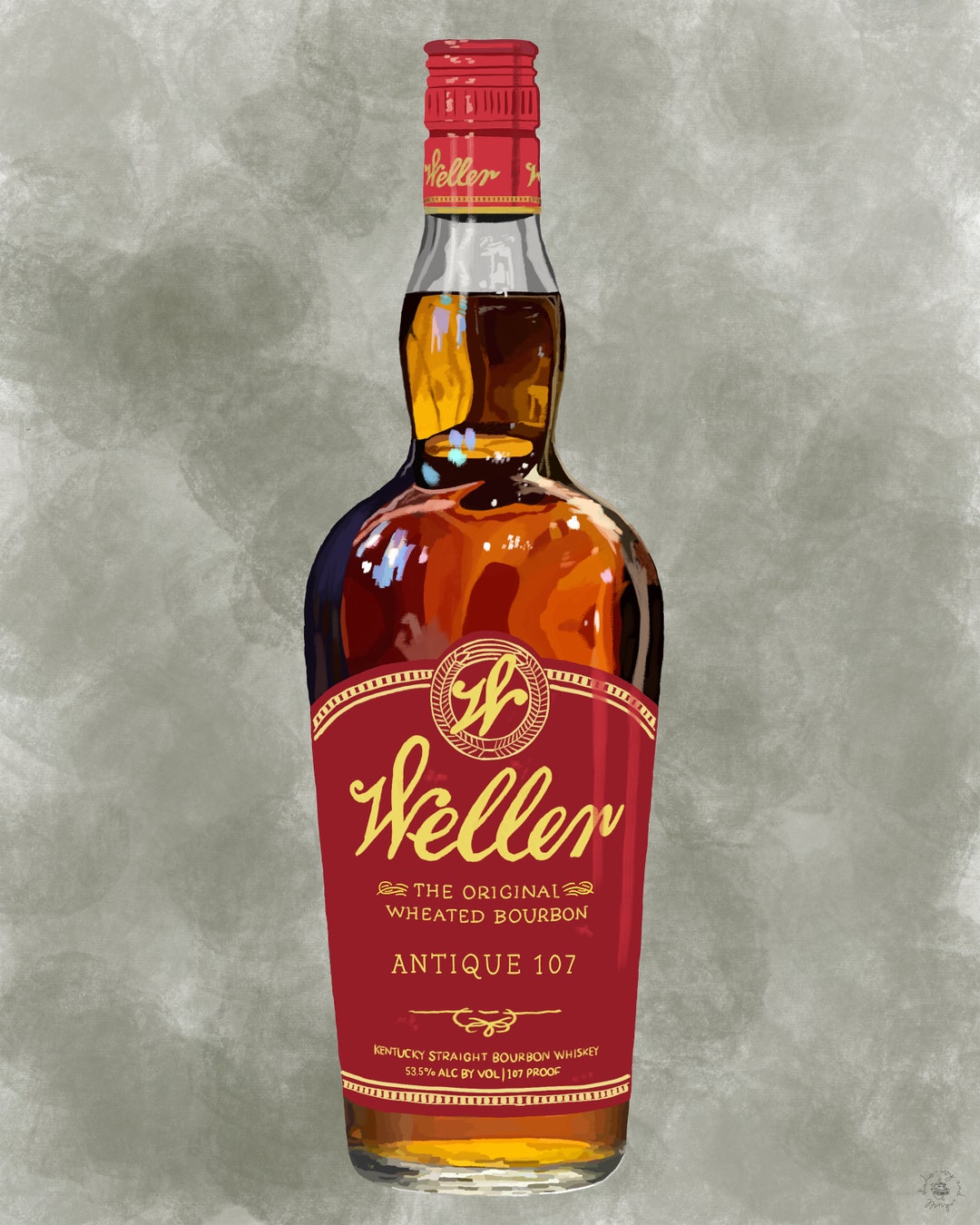 Weller Antique 107 Bourbon Bottle Poster | Kentucky Bourbon Whiskey Art ...