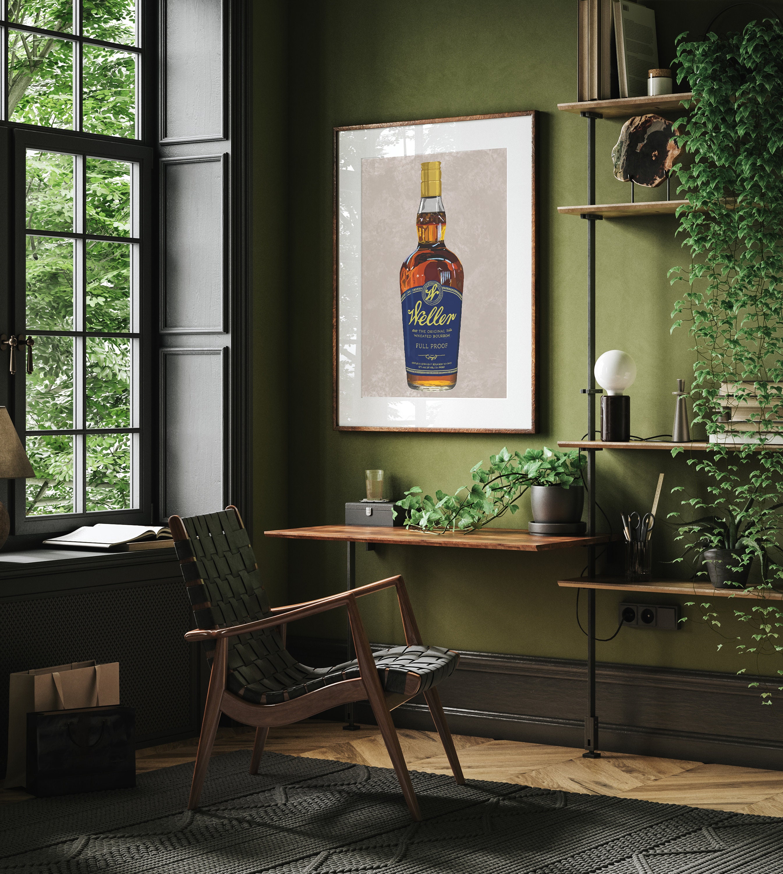 Weller Full Proof Bourbon Bottle Poster | Kentucky Bourbon Whiskey Art ...