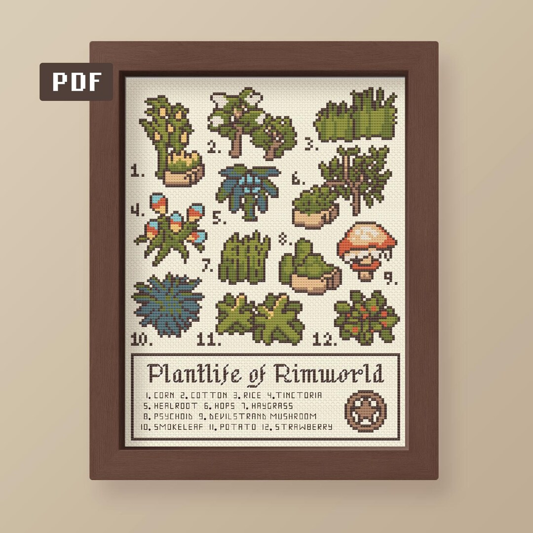 Plantlife of Rimworld - Modern Cross Stitch Pattern - Digital PDF - Etsy