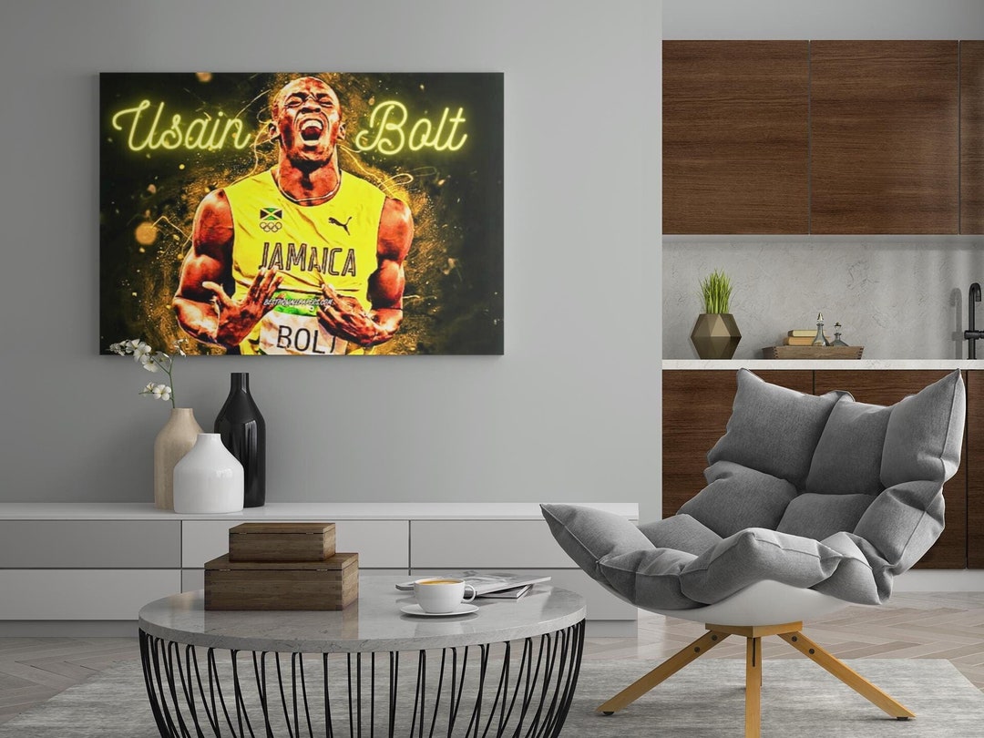 Canvas Studio Celebrated Usain Bolt Canvas Print Iconic Athletics Art ...