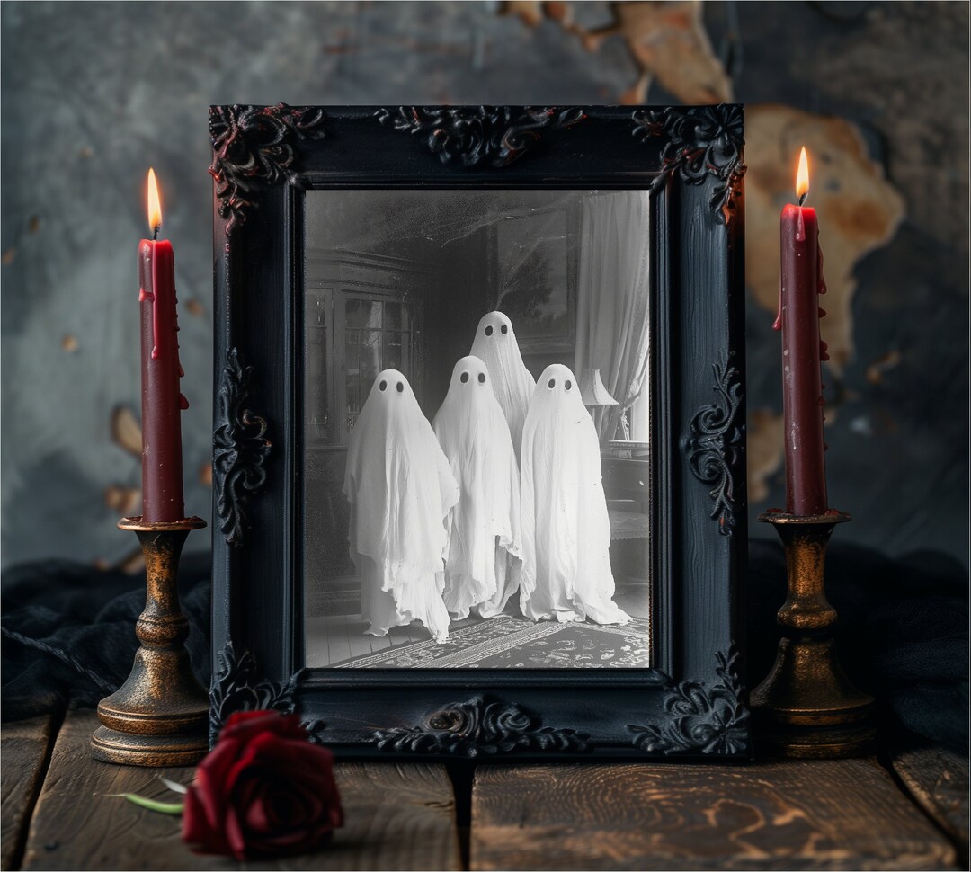 Ghost Family Portrait - Cute Spooky Print, Halloween, Dark Academia ...