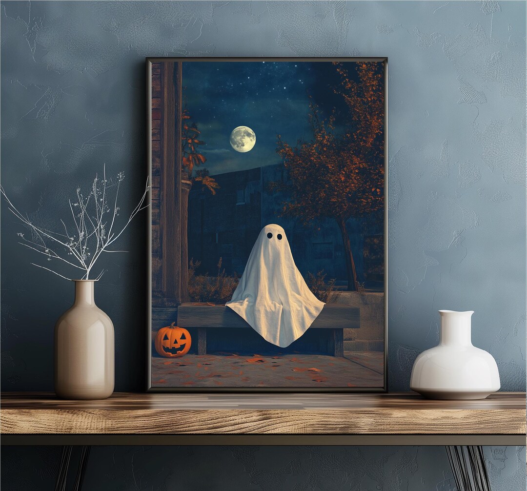 A Still Autumn Night Ghost Poster, Art Print, Halloween, Autumn, Spooky ...