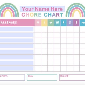 Editable Chore Chart | Kids Chore Chart | Chore Reward System ...