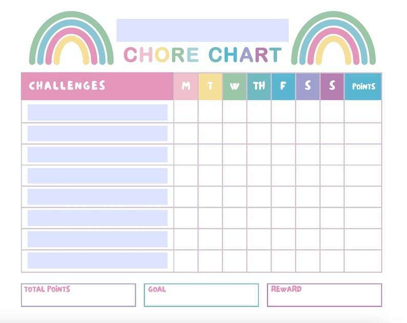 Editable Chore Chart | Kids Chore Chart | Chore Reward System ...