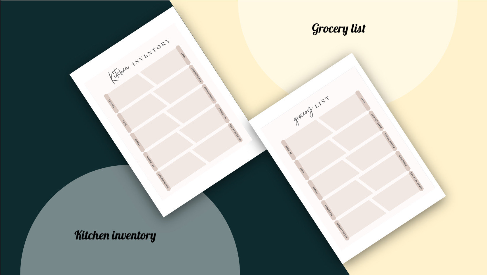 Meal Planner Printable, Weekly Planner, Grocery List, Kitchen Inventory ...