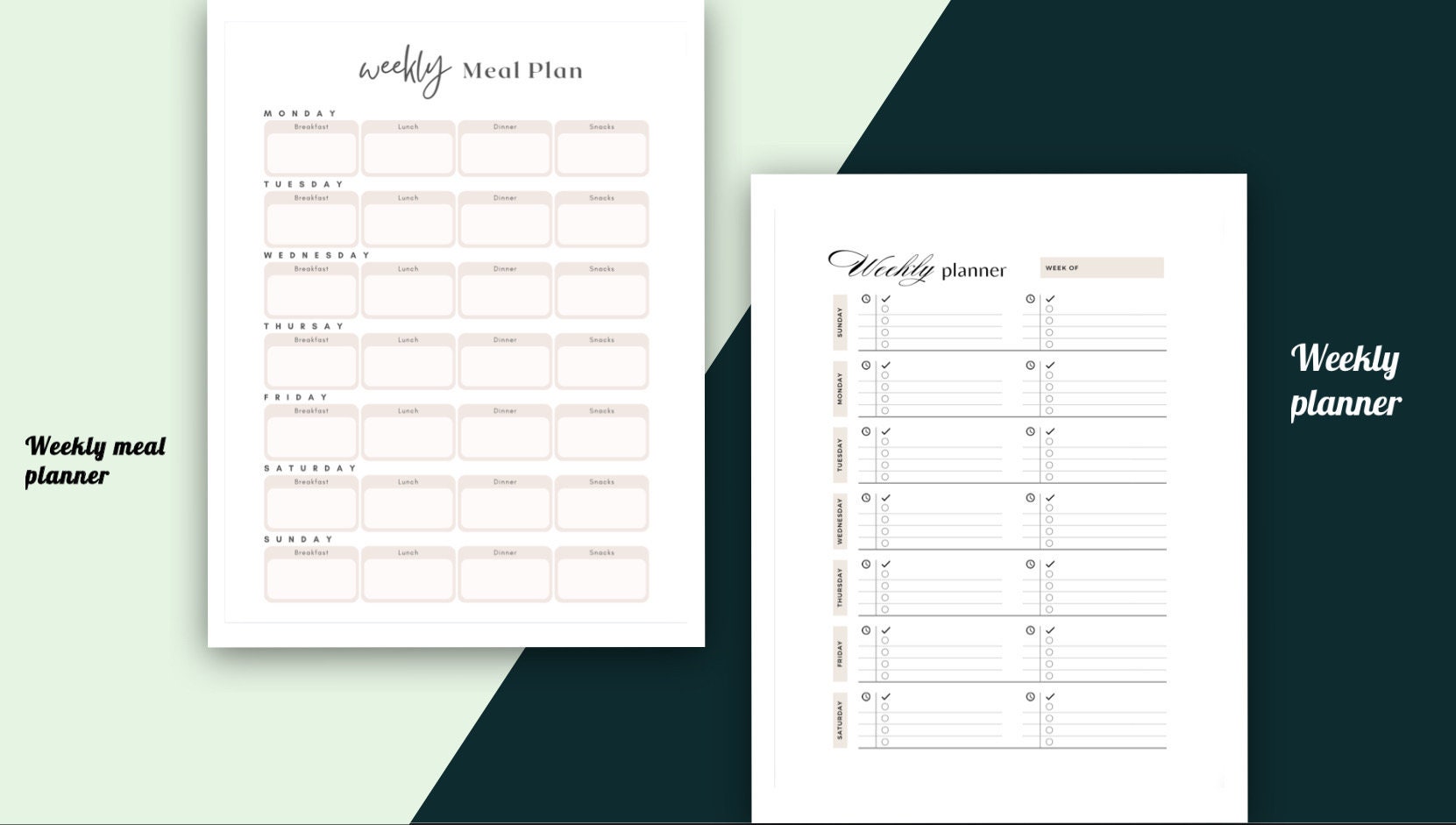 Meal Planner Printable, Weekly Planner, Grocery List, Kitchen Inventory ...