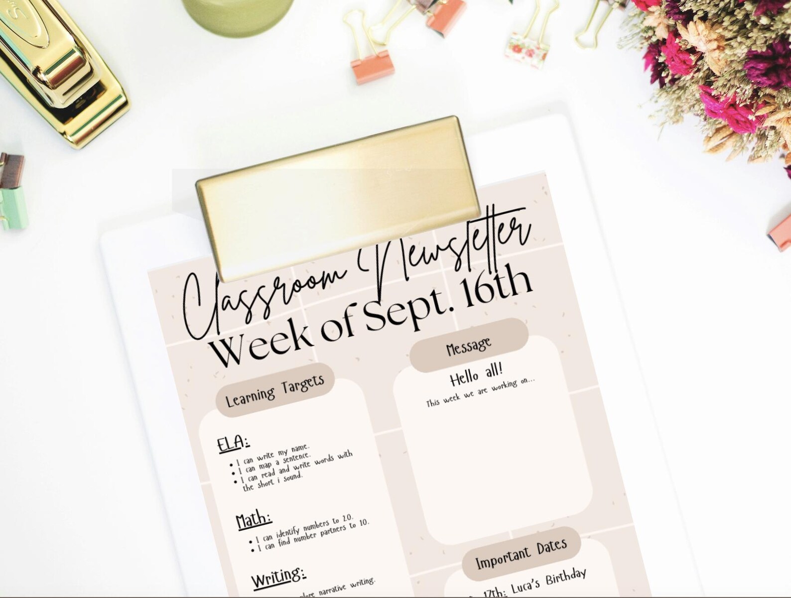 Neutral Weekly Classroom Newsletter Template - Etsy