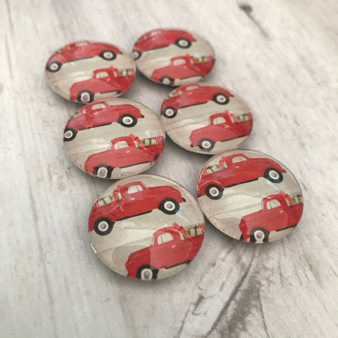 Vintage Christmas Magnets. Set of 6, 1 Inch 25mm Round Glass Magnets ...