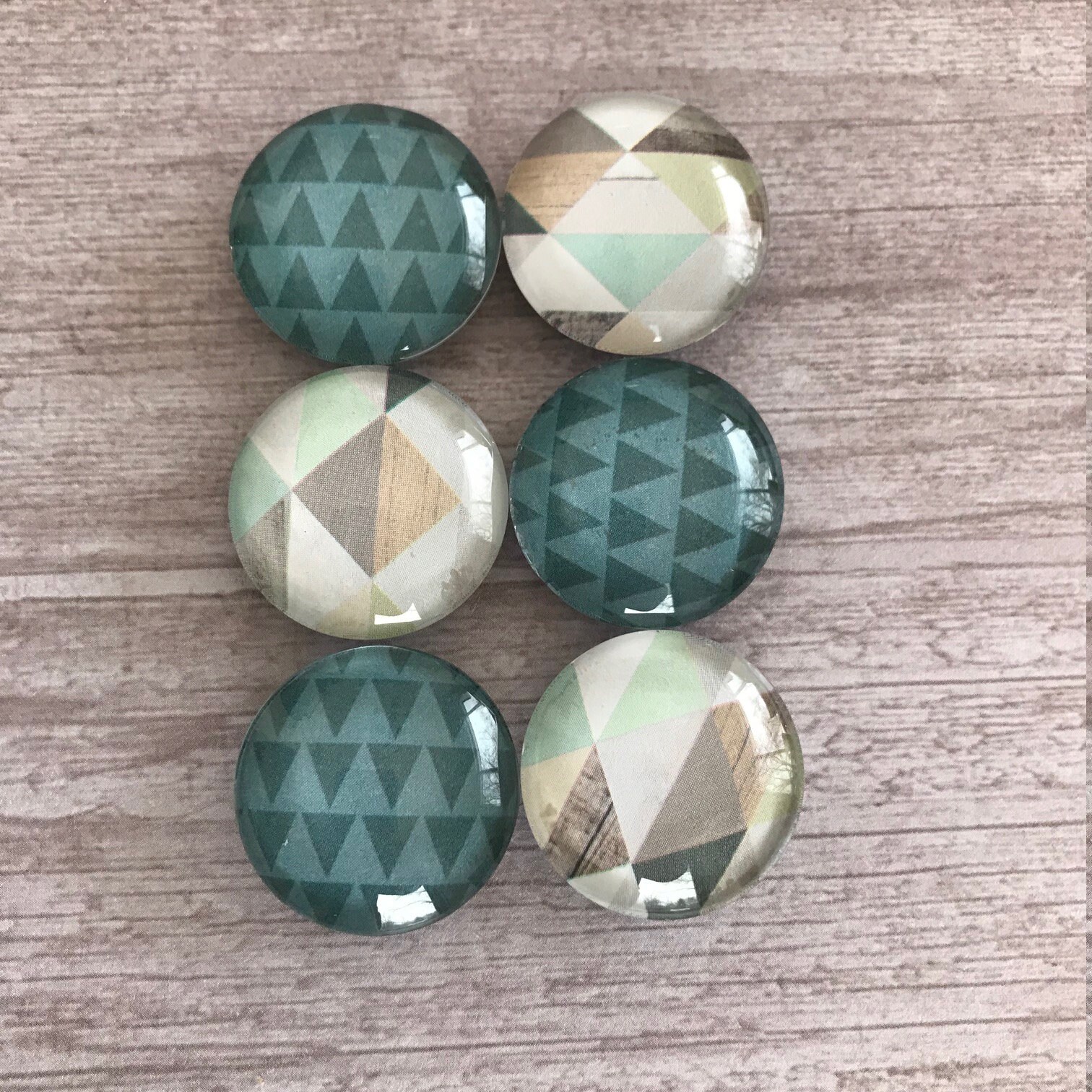 Triangle Pattern Magnets. Set of 6 1 Inch 25mm Round Glass - Etsy