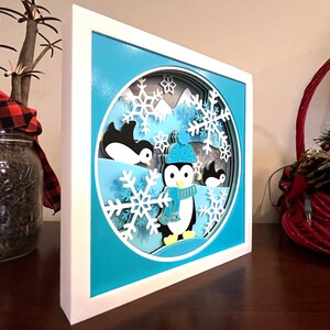 Penguin Snowflake Shadow Box: 3D Printed Winter Decor - Etsy