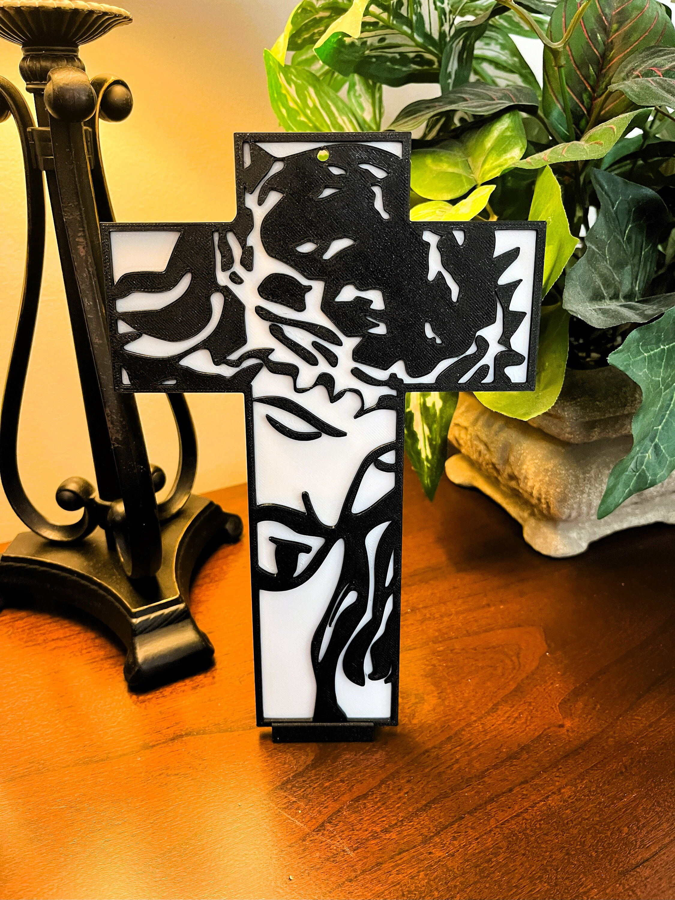 3D Printed Jesus Cross: Embossed Image, Religious Easter Decor - Etsy