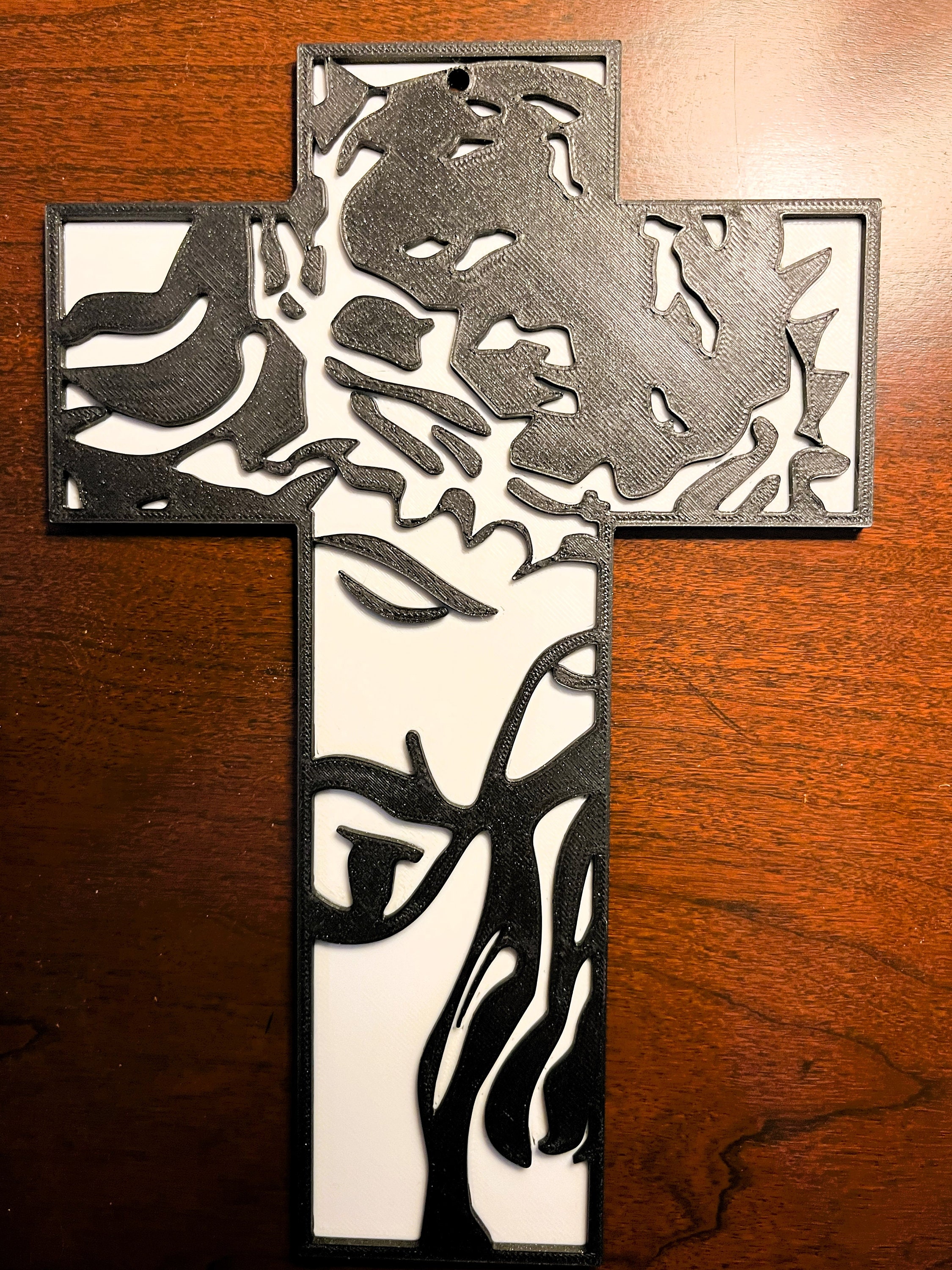 3D Printed Jesus Cross: Embossed Image, Religious Easter Decor - Etsy