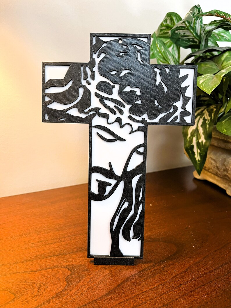 3D Printed Jesus Cross: Embossed Image, Religious Easter Decor - Etsy