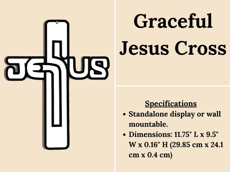Embossed Jesus Cross: 3D Printed Christian Decor - Etsy