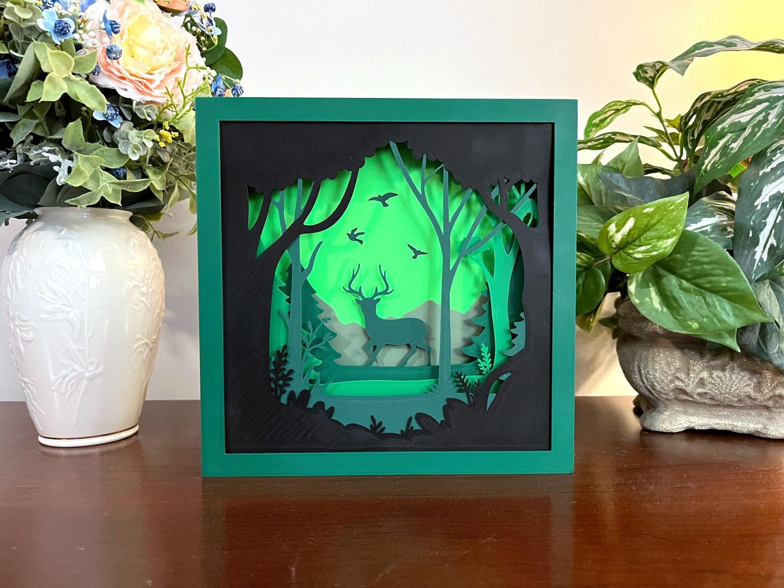 Deer in Forest Shadow Box | Deer Forest Shadow Box | Forest With Deer ...