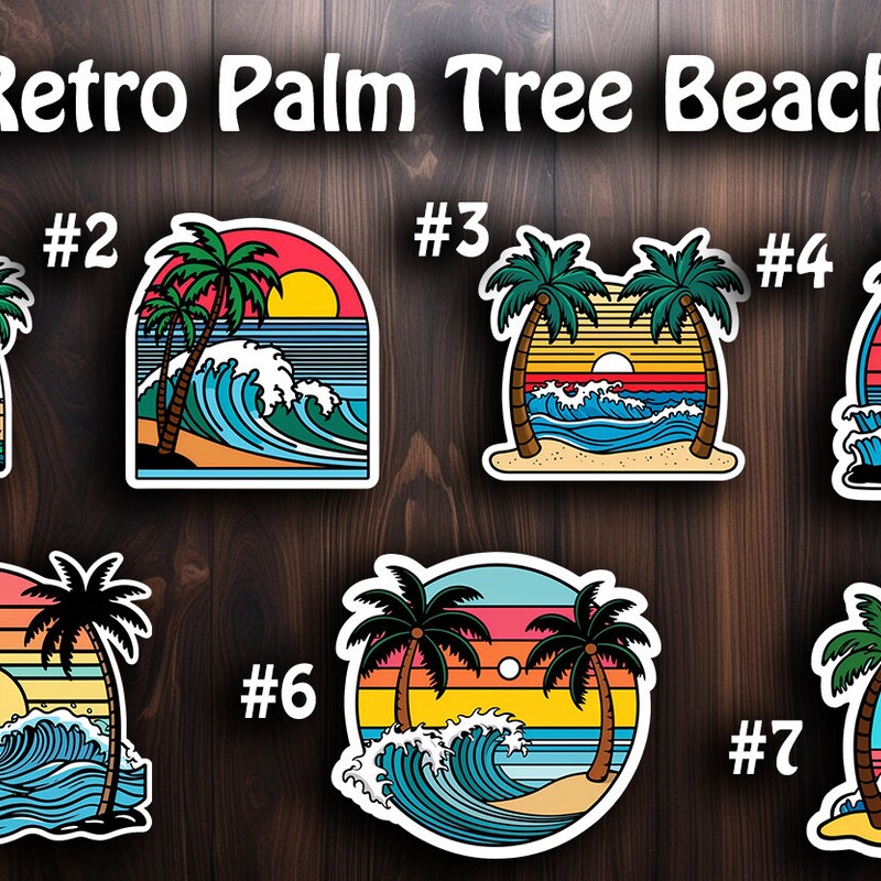Retro Sun and Ocean Sticker - Etsy