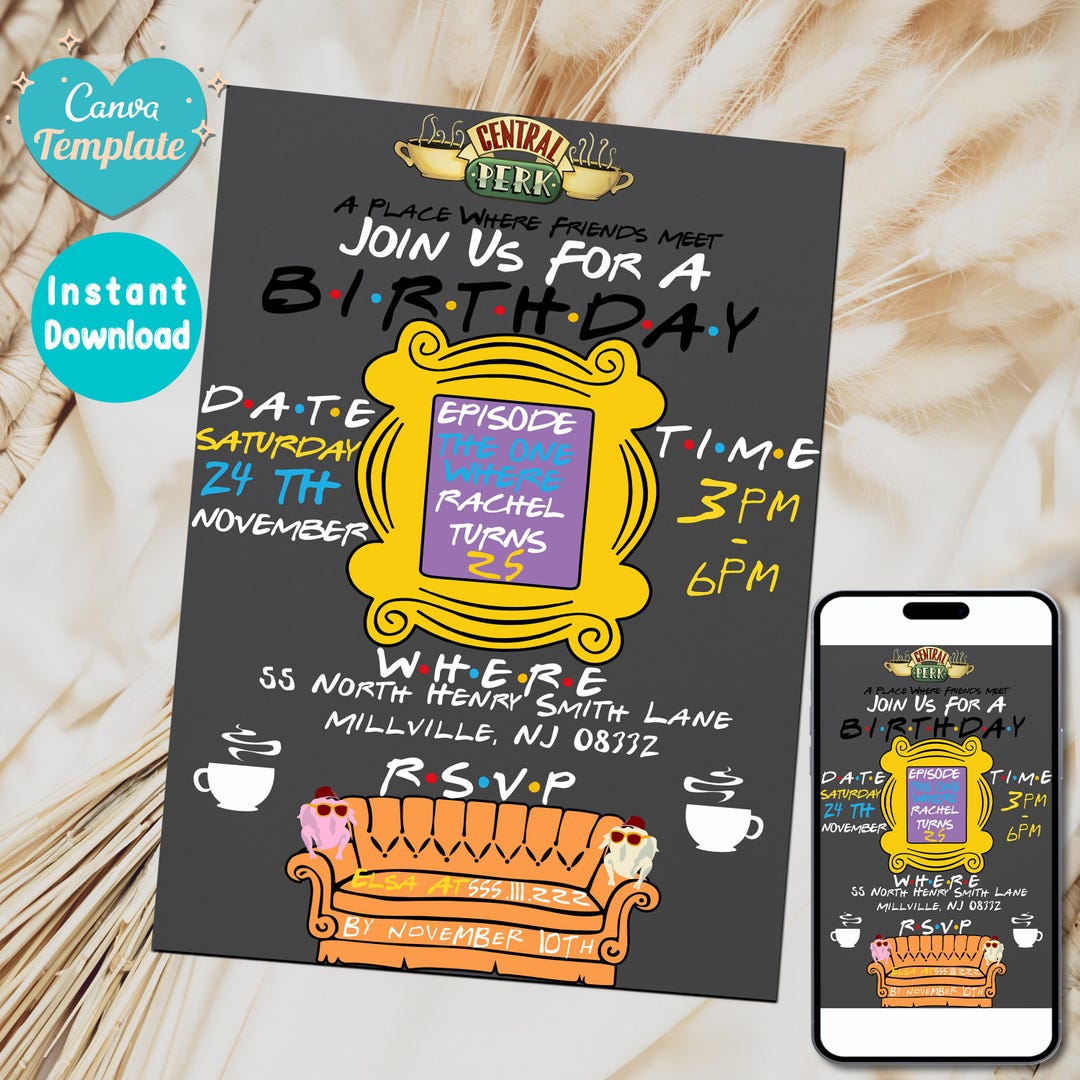 Editable Friends Birthday Invitation Friends Invitation Personalized ...