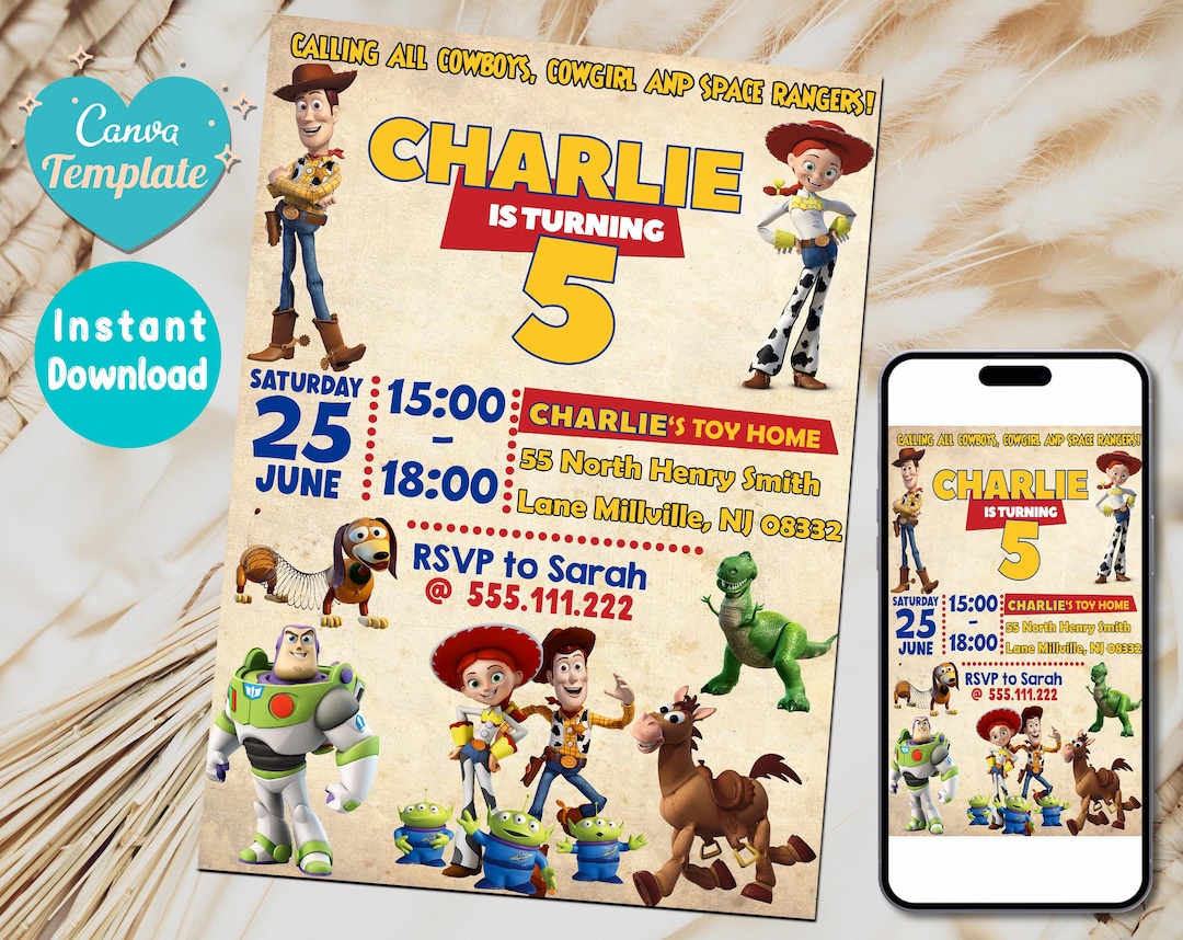 Toy Story Birthday Invitation | Toy Story Invitation | Kids Toy Story ...