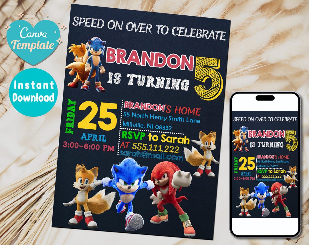 Hedgehog Party Invitation | Kids Birthday Invitation Template Editable ...