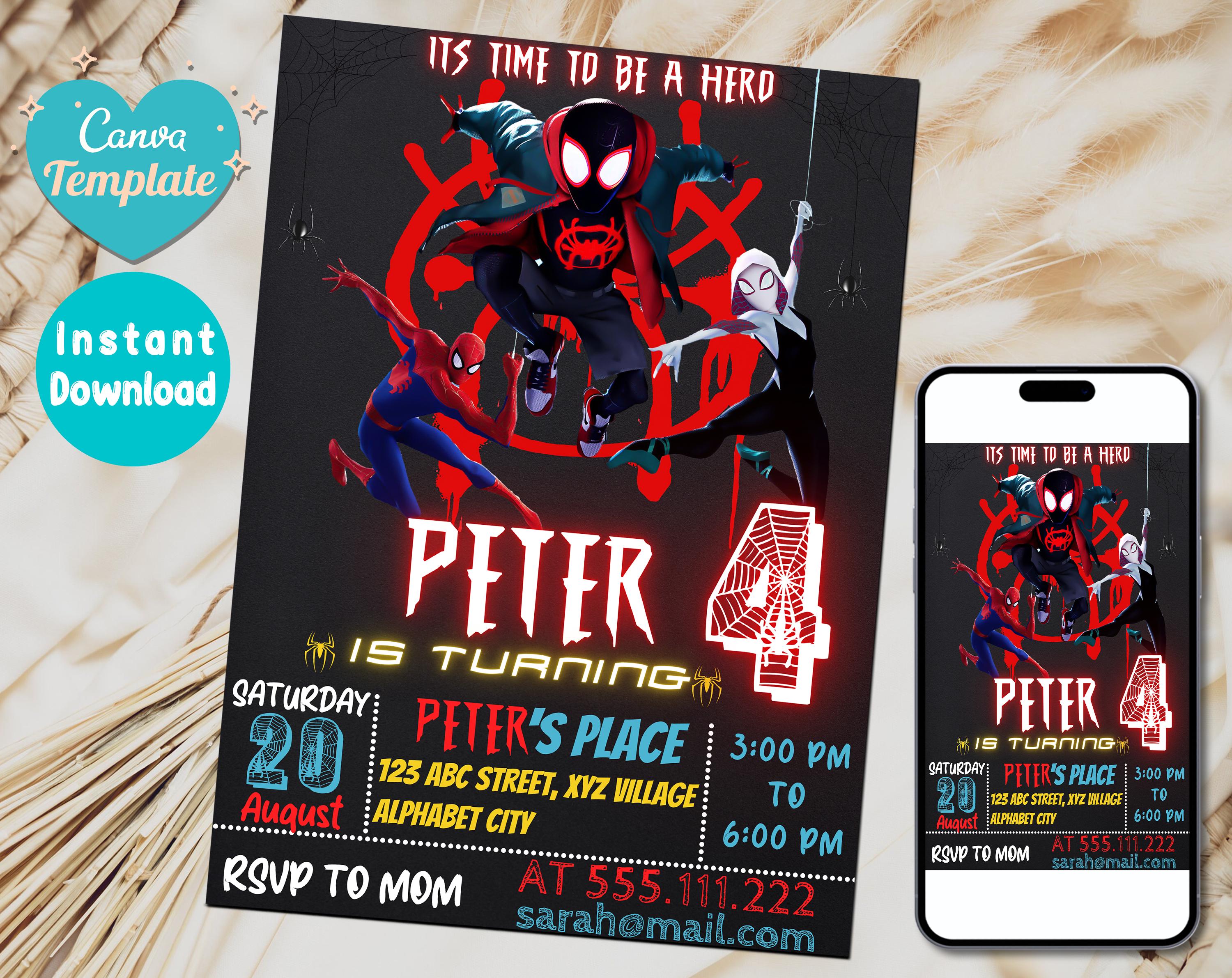 Editable Spiderverse Birthday Invitation Spider Verse Party Digital ...