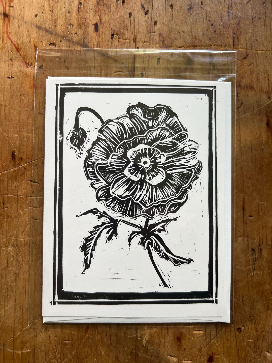 Peony Individually Made Linocut Blank Greeting Card - Etsy