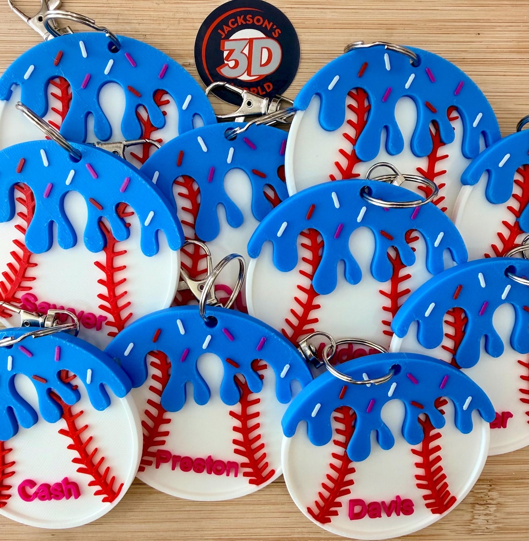 Custom Drip Keychain | Sports Tag | Personalize Name or Numbers ...