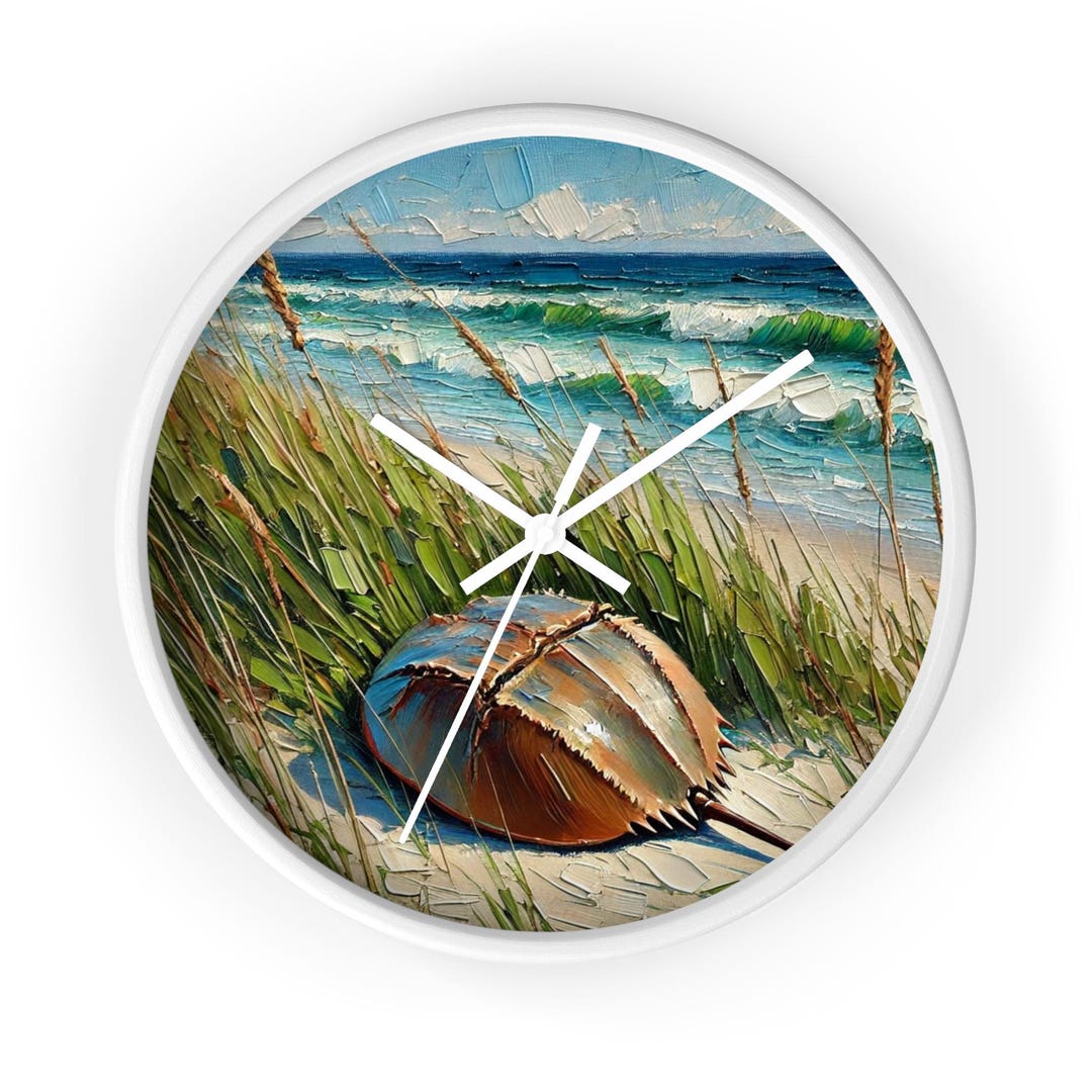 Horseshoe Crab Wall Clock – Cape Cod Coastal Beach Decor, Nautical ...