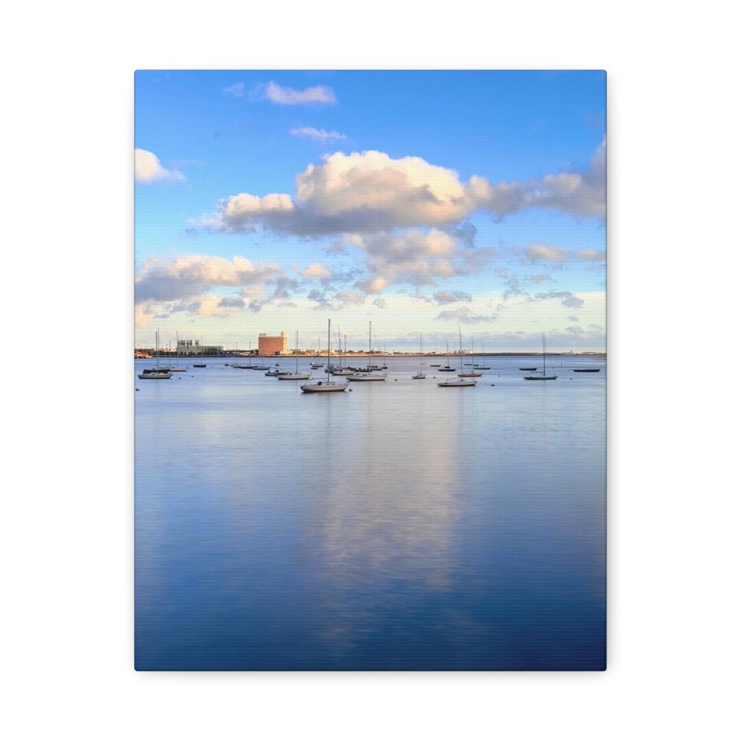 Boston Harbor Seaport Canvas Print – Stretched Matte Wall Art, Boston ...