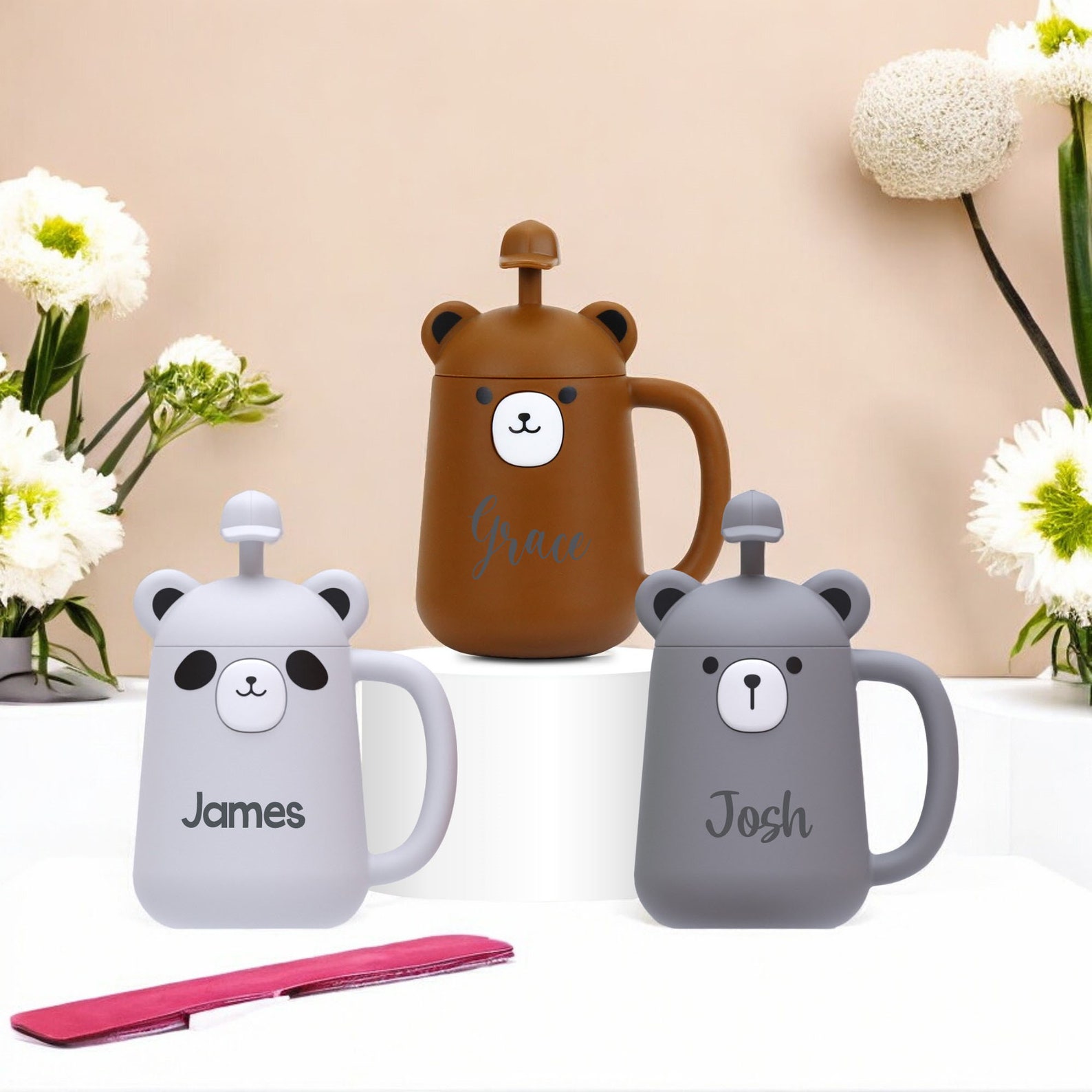 Custom Animal Name Silicone Sippy Cup With Straw,personalized Engraved ...