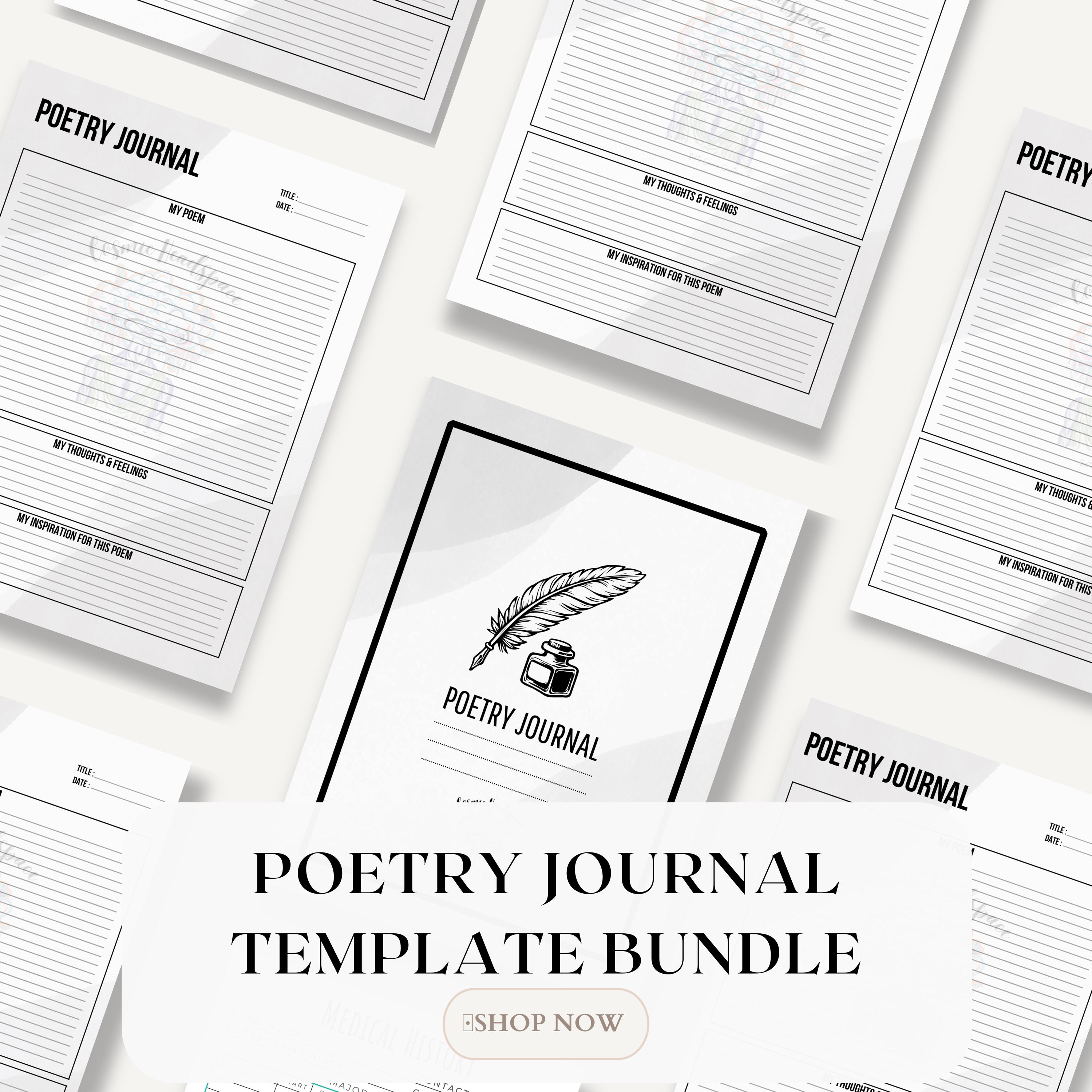 POETRY JOURNAL TEMPLATE Bundle | Editable Printable | Creative Writing ...