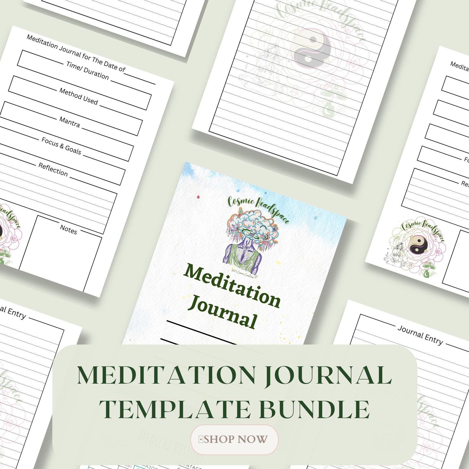MEDITATION JOURNAL TEMPLATE Bundle | Editable Printable | Mindfulness ...