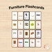 Furniture Flashcards, Educational Printable Cards, Pre-school Cards ...