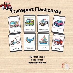 Transportation Flashcards, Pdf Printable Flashcards, Preschool Toddler ...
