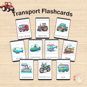 Transportation Flashcards, Pdf Printable Flashcards, Preschool Toddler ...