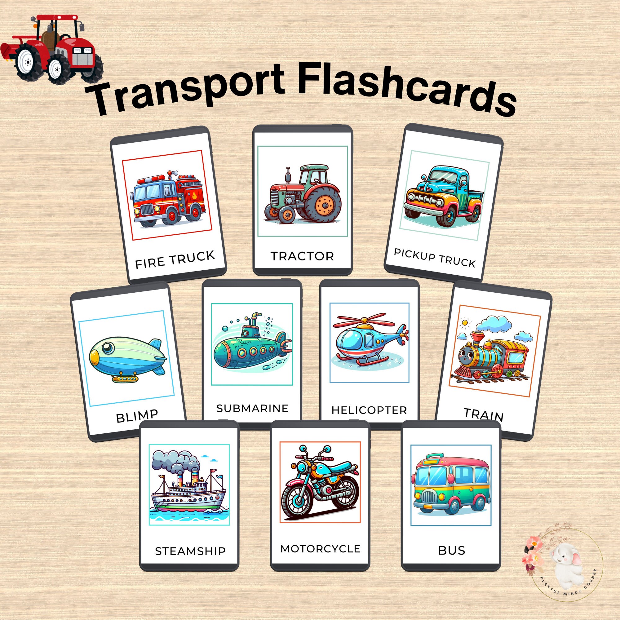 Transportation Flashcards, Pdf Printable Flashcards, Preschool Toddler ...