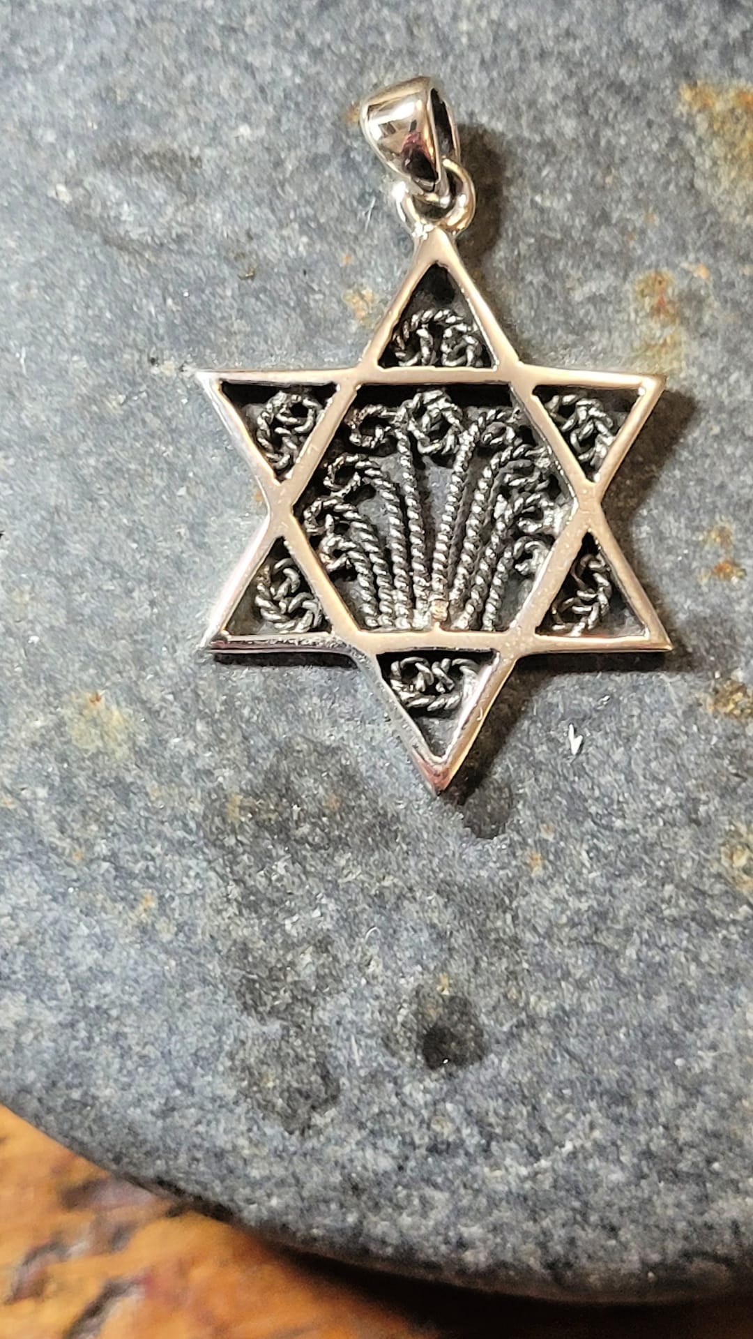 Large Filigree Sterling Silver Jewish Star Pendant Charm New Vintage ...