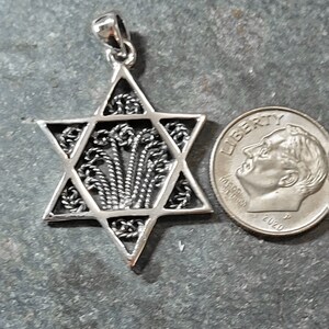 Large Filigree Sterling Silver Jewish Star Pendant Charm New Vintage ...