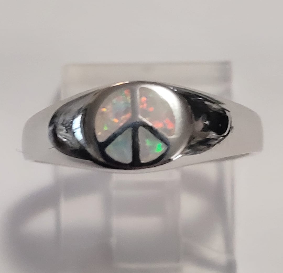 Sale Sterling Silver and Opal Peace Sign Ring New Vintage Wholesale - Etsy