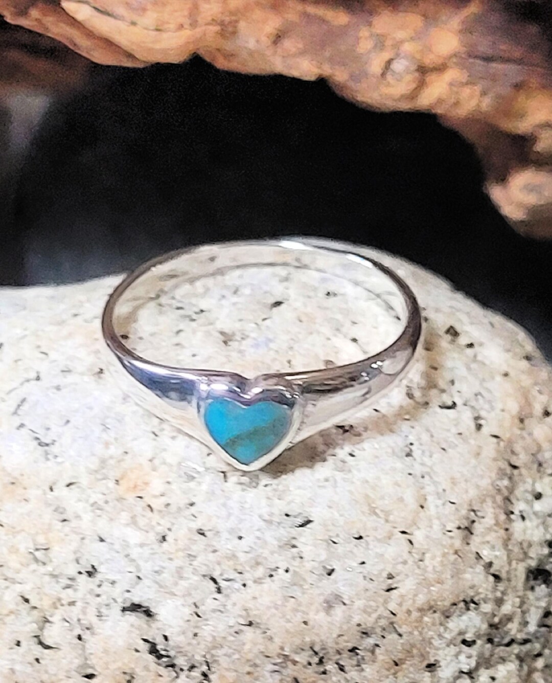 Genuine Turquoise and Sterling Heart Silver Ring New Vintage Wholesale ...