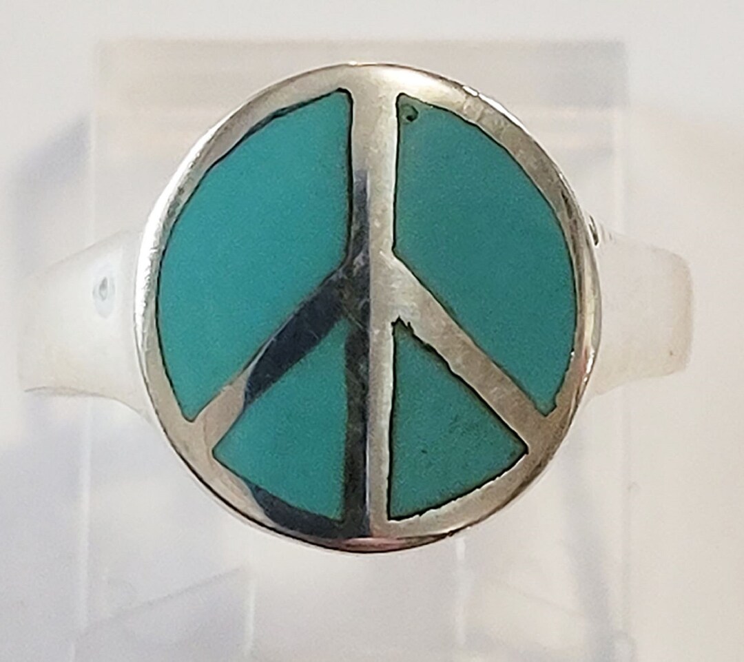 Sterling Silver and Turquoise Peace Sign Ring New Vintage Wholesale - Etsy
