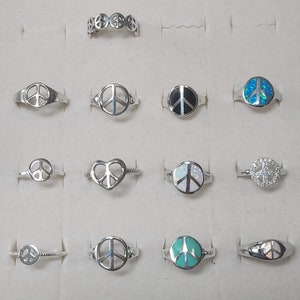 Sterling Silver Peace Sign Ring New Vintage Wholesale - Etsy