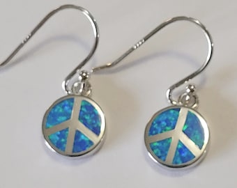 Sterling Silver and Opal Peace Sign Earrings New Vintage - Etsy