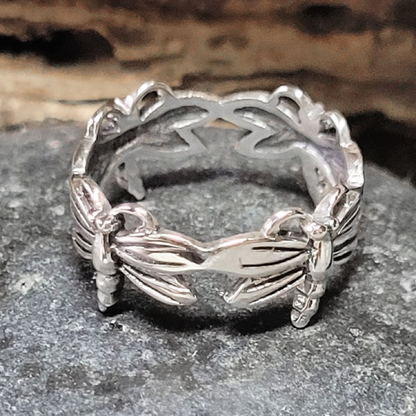 Silver Dragonfly Ring - Etsy