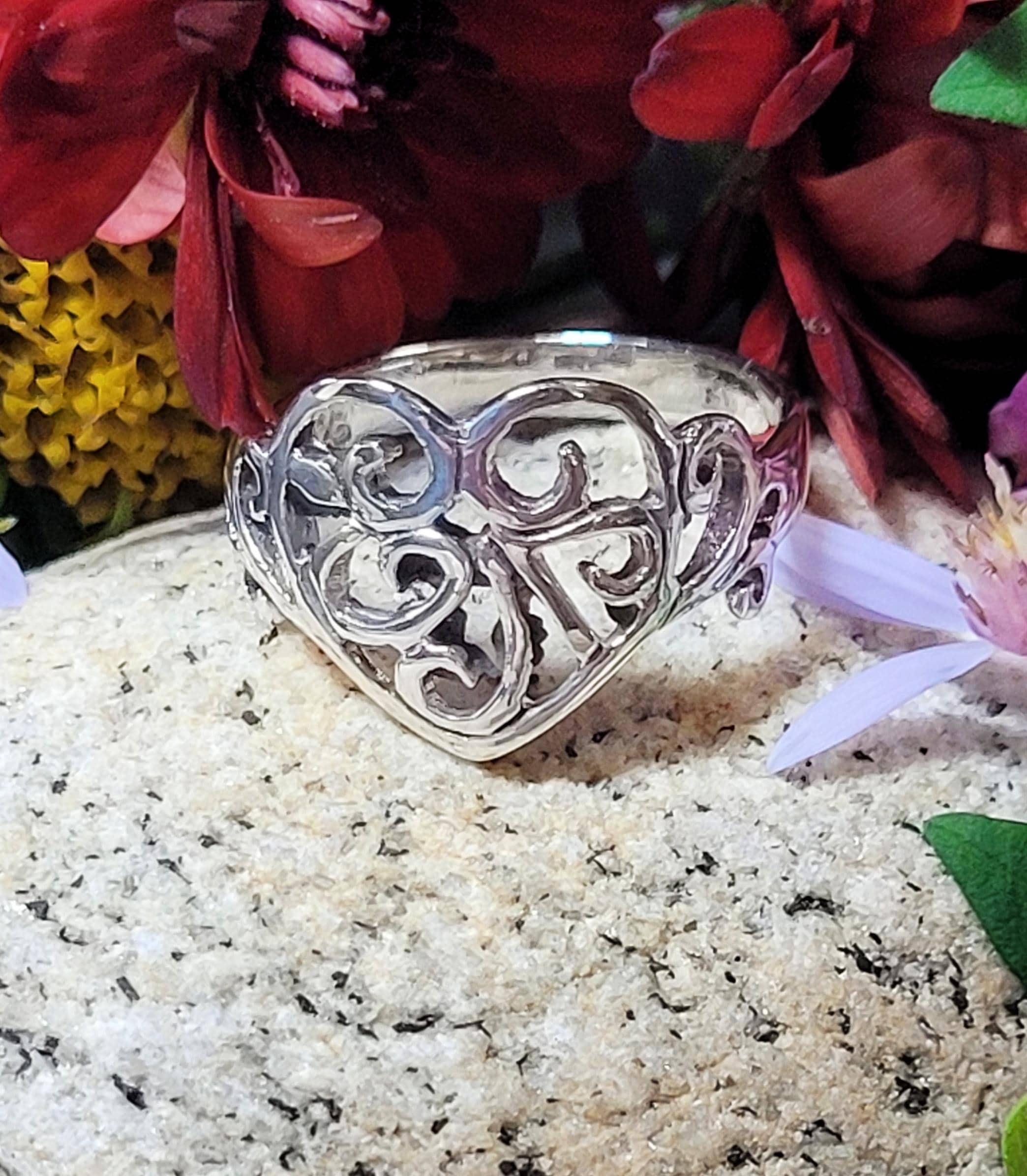 Filigree Heart Ring Etsy