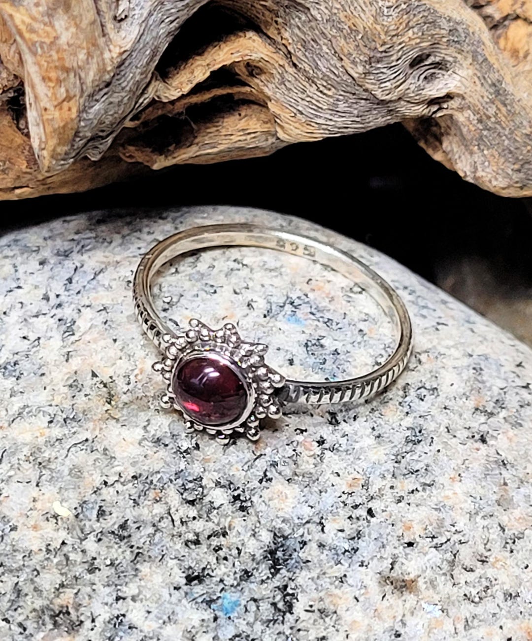 Delicate Genuine Garnet Sterling Silver Ring New Vintage Wholesale ...